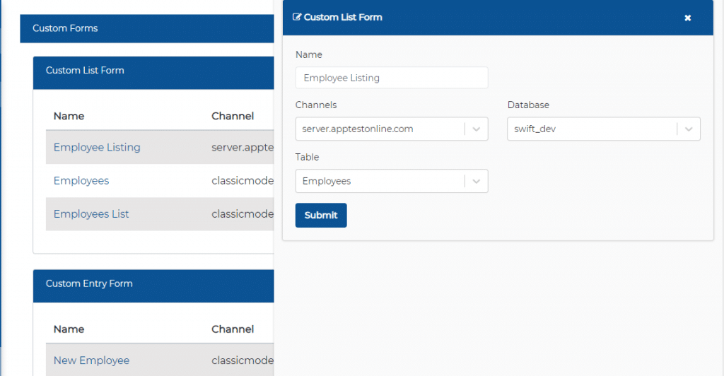 Swift Create Swift Custom Db Listing Form Ephlux