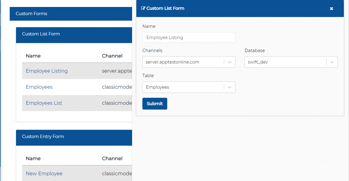 Swift – Create Swift Custom DB Listing Form – Ephlux