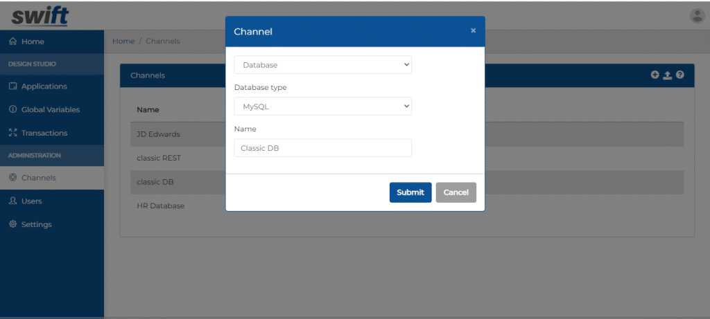 Create new Database Channel – Ephlux
