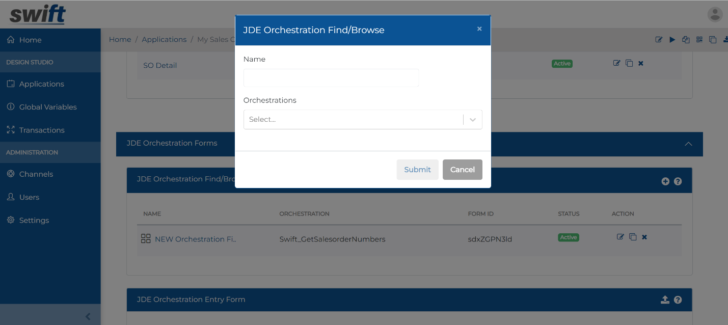 Swift – Create new Orchestration Find/Browse Form – Ephlux