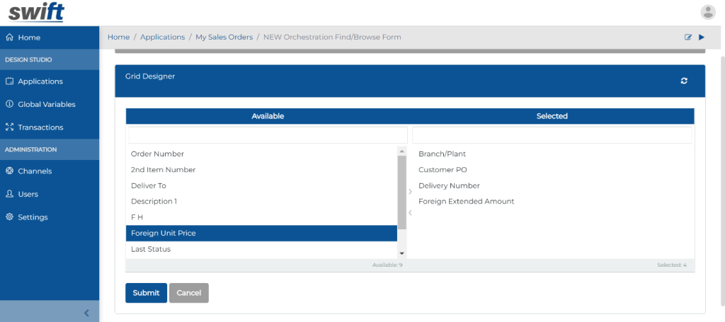 Swift – Create new Orchestration Find/Browse Form – Ephlux