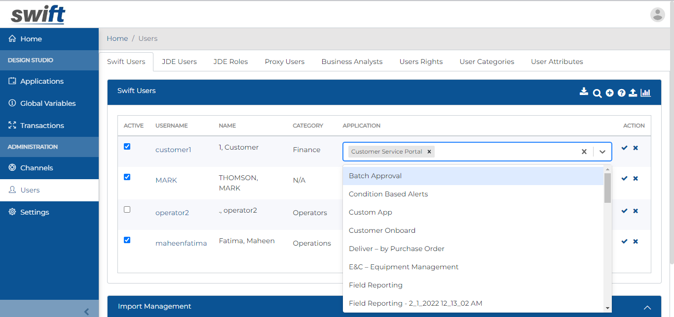 Swift – Administration User Security – Ephlux