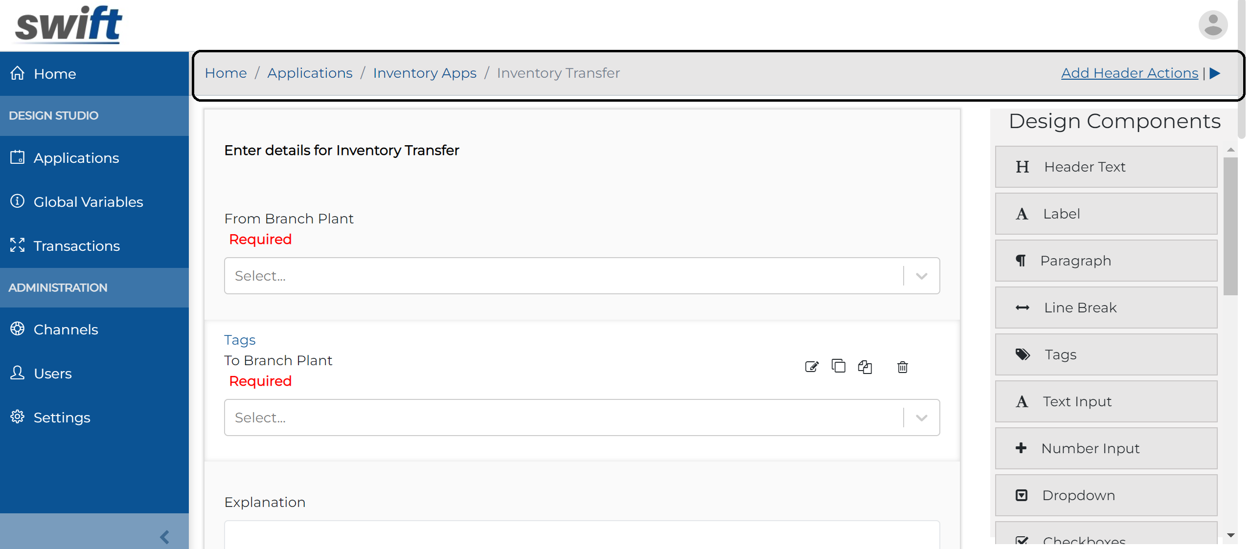 Swift – Create/Import new Entry Form – Ephlux