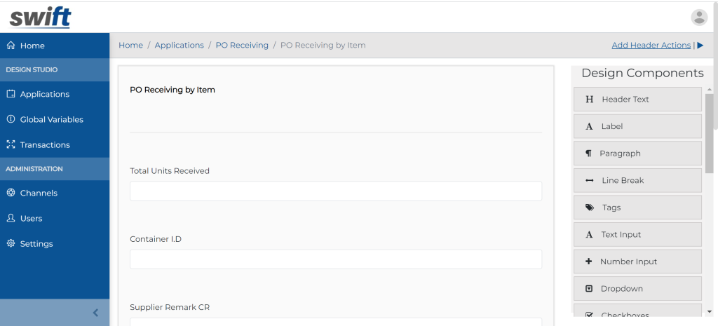 Swift – Create new View/Action Form – Ephlux