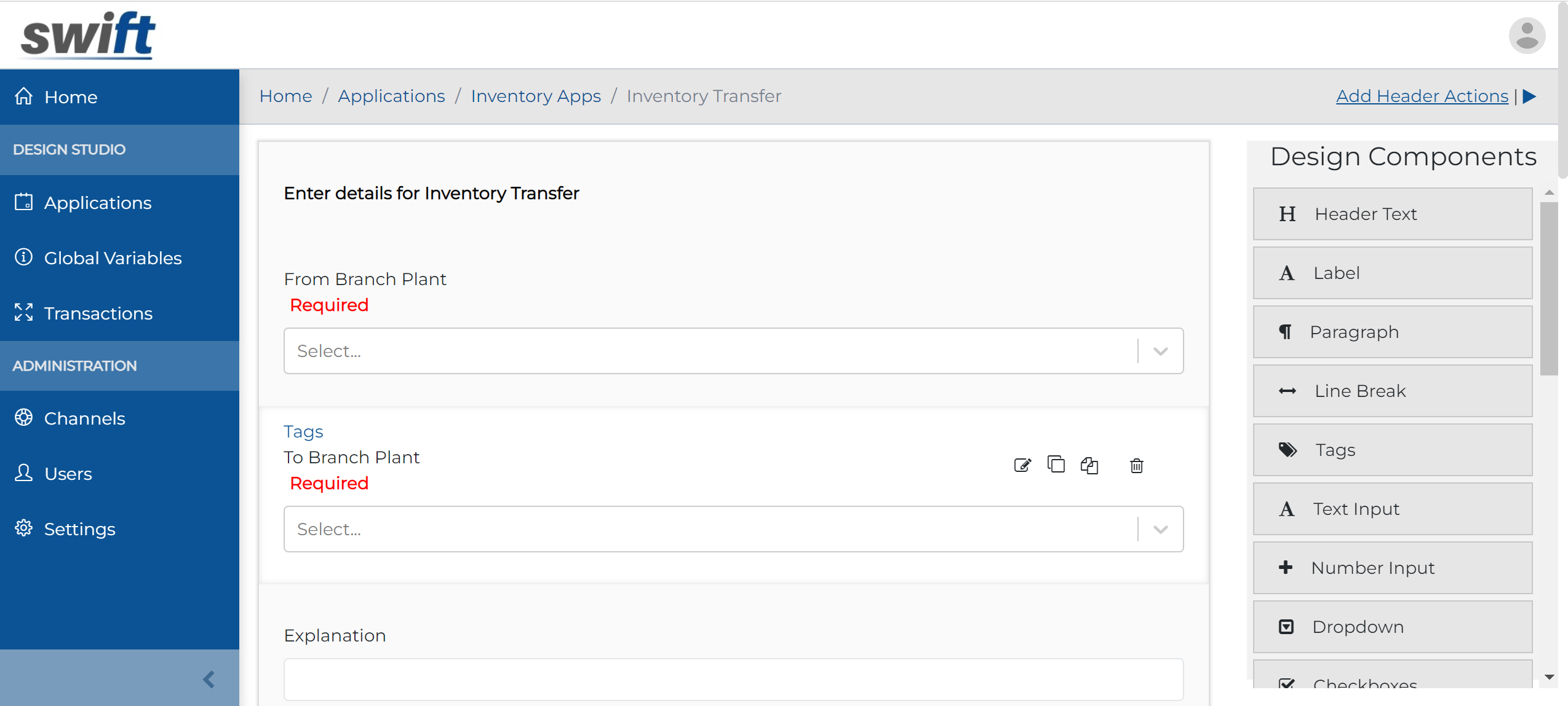 Swift – Create/Import new Entry Form – Ephlux
